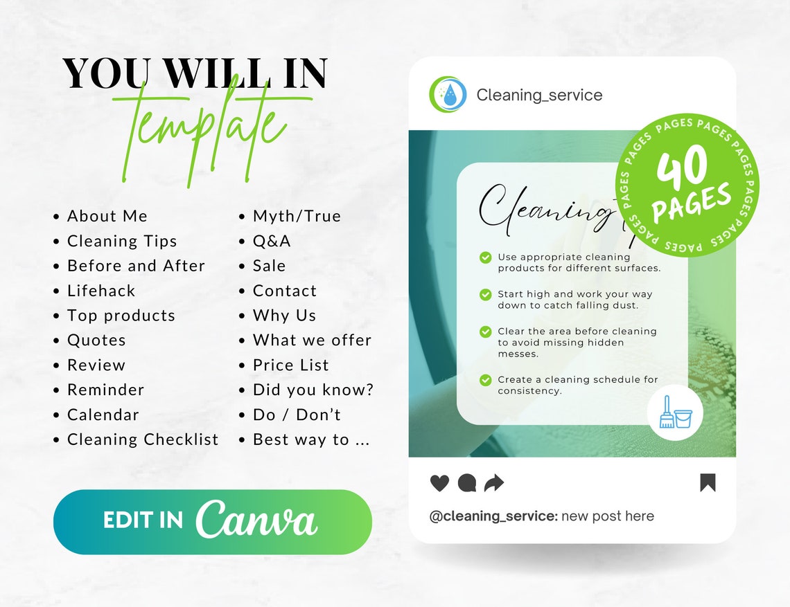 Cleaning Business Social Media Cleaning Service Instagram Post ...