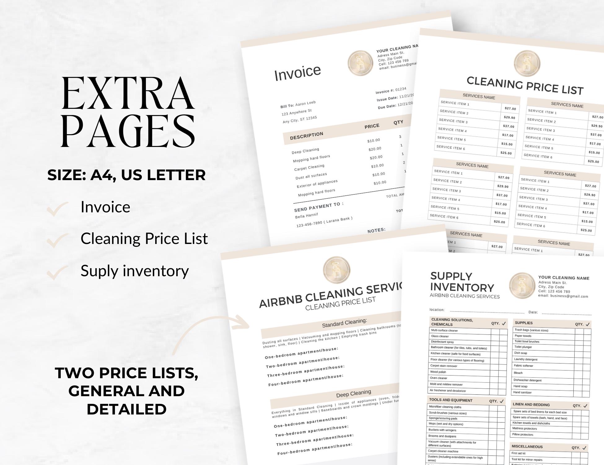 Airbnb Cleaning Business Forms: Checklist, Contract, Invoice (canva ...