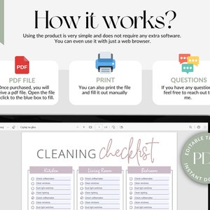 Editable Cleaning Schedule | Rooom by Room Cleaning Checklist | Print ...