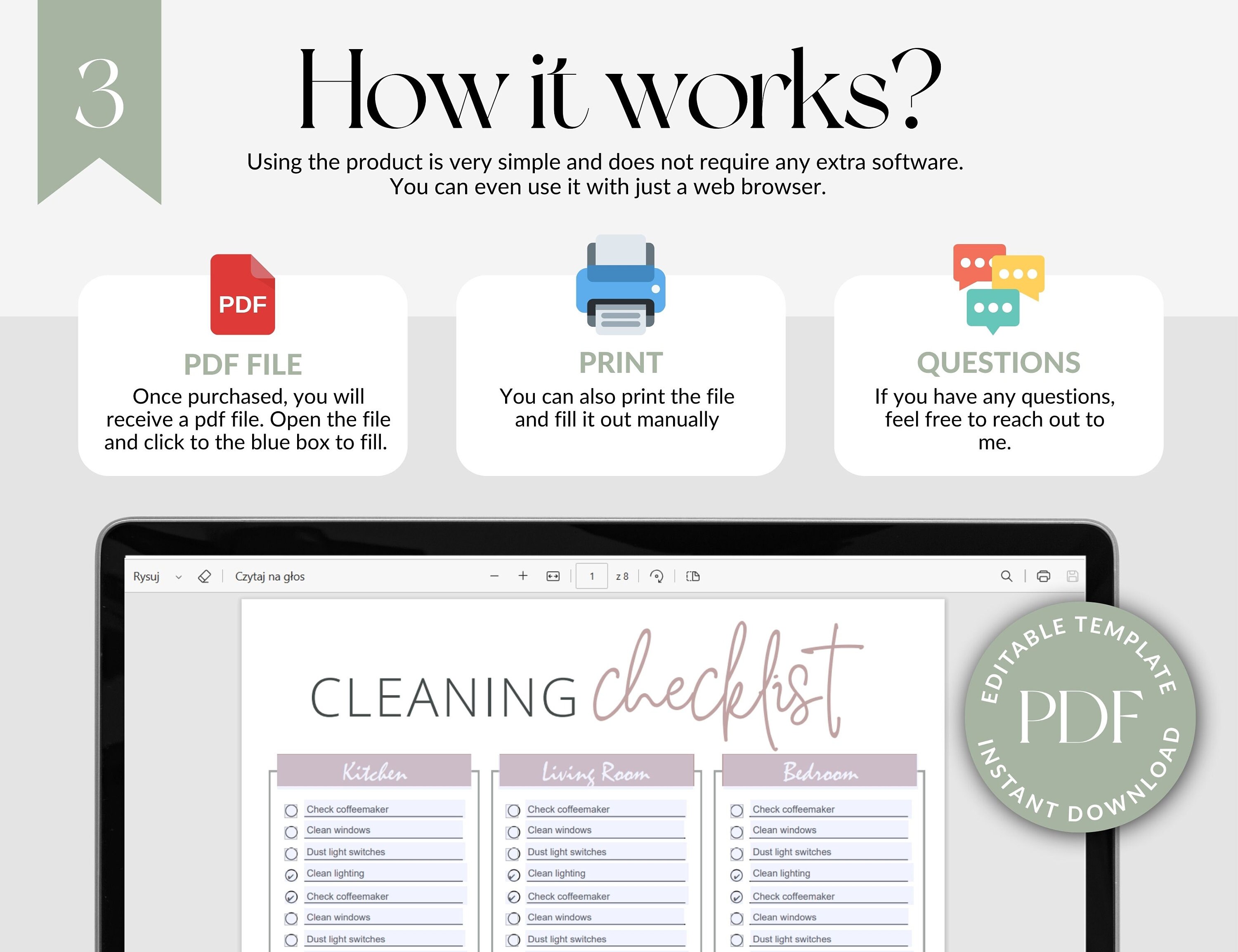 Editable Cleaning Schedule Rooom by Room Cleaning Checklist Print or ...