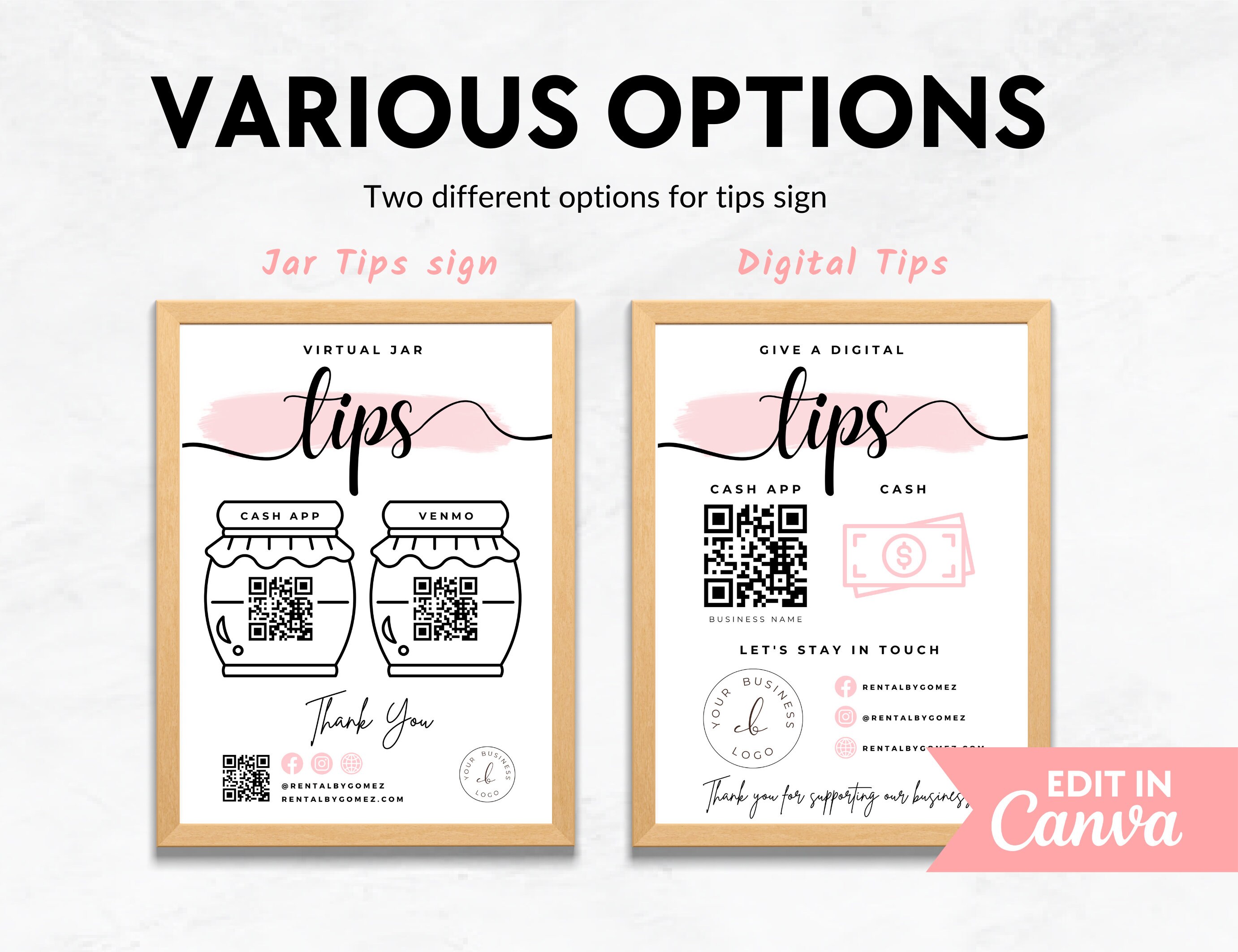 QR Code Sign Bundle, Price List Template, Wifi Password Sign, Editable ...