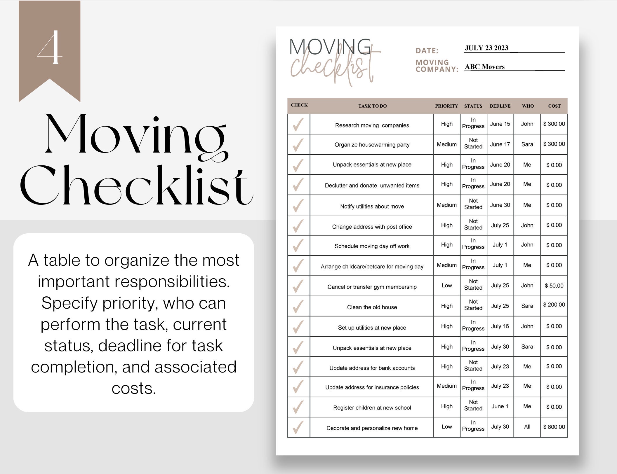 Moving Checklist Printable Packing List Moving Planner - Etsy Australia
