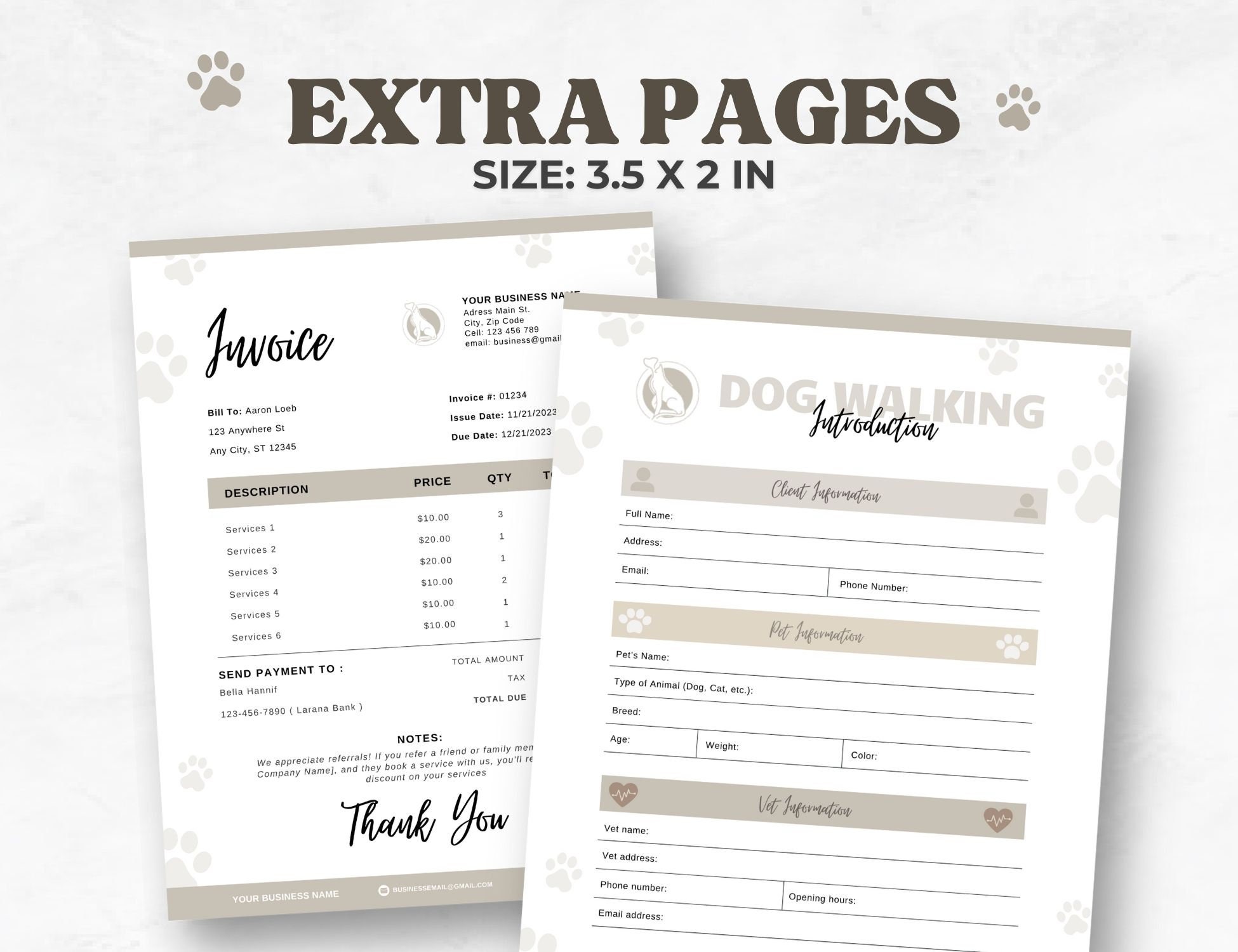 Dog Walking Service Template, Editable & Printable Dog Walking Forms ...