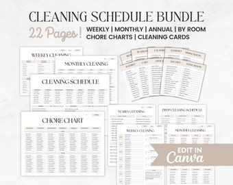 ADHD Cleaning Checklist Bundle, Editable ADHD Cleaning Planner, Adult ...