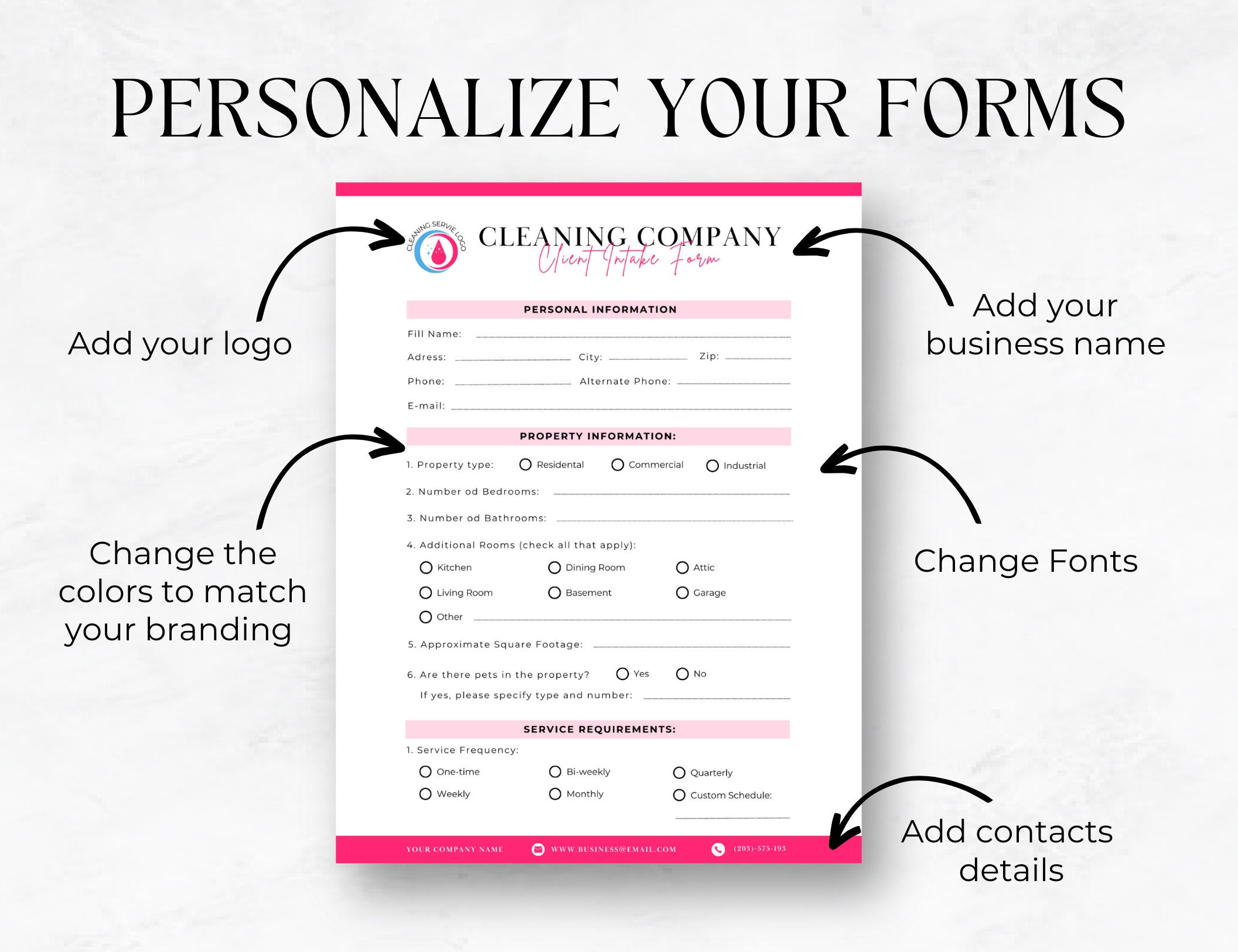 Cleaning Service Forms Cleaning Business Contract Cleaning Intake Form ...