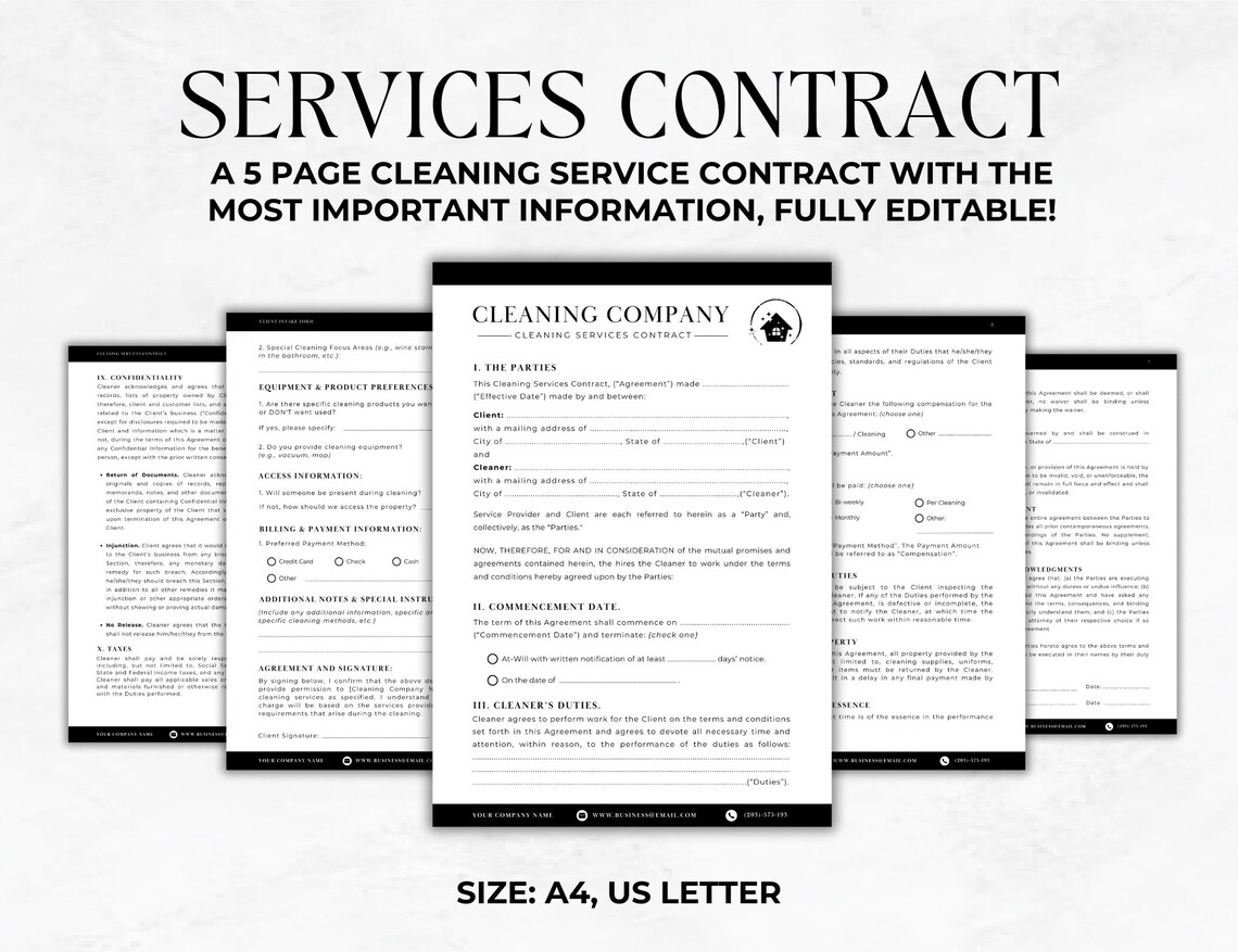 Cleaning Service Forms Bundle Cleaning Intake Form Cleaning Company ...