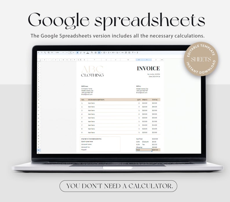 Editable Invoice Template: Google Docs & Sheets (digital Download) - Etsy