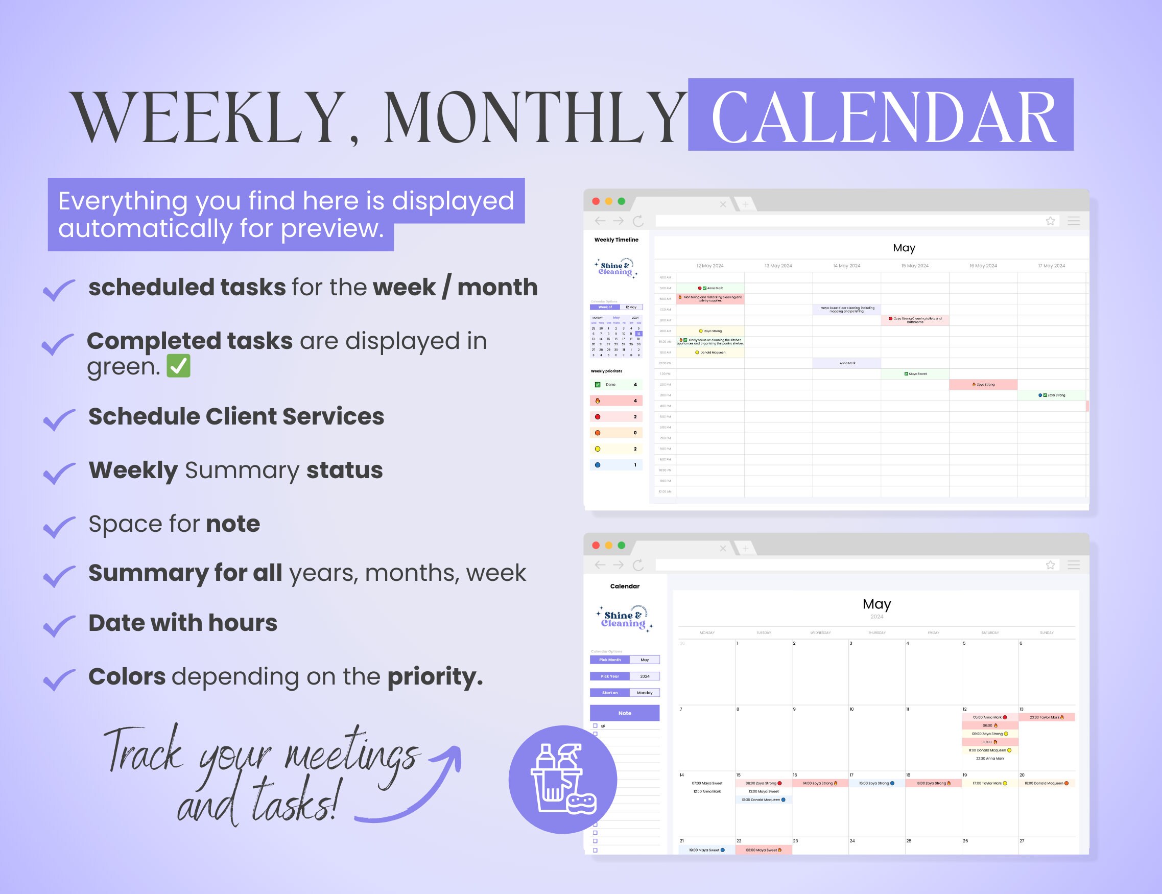 Cleaning Business CRM Client Tracker Task Tracker Google Sheets ...