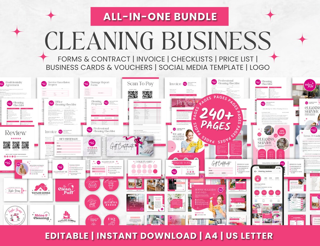 Cleaning Business Bundle, Cleaning Forms, Logo, Service Agreement ...