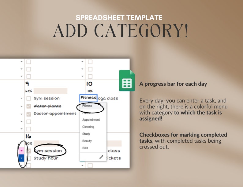 Monthly Calendar Spreadsheet, Task Tracker, Google Sheets, ADHD Planner ...