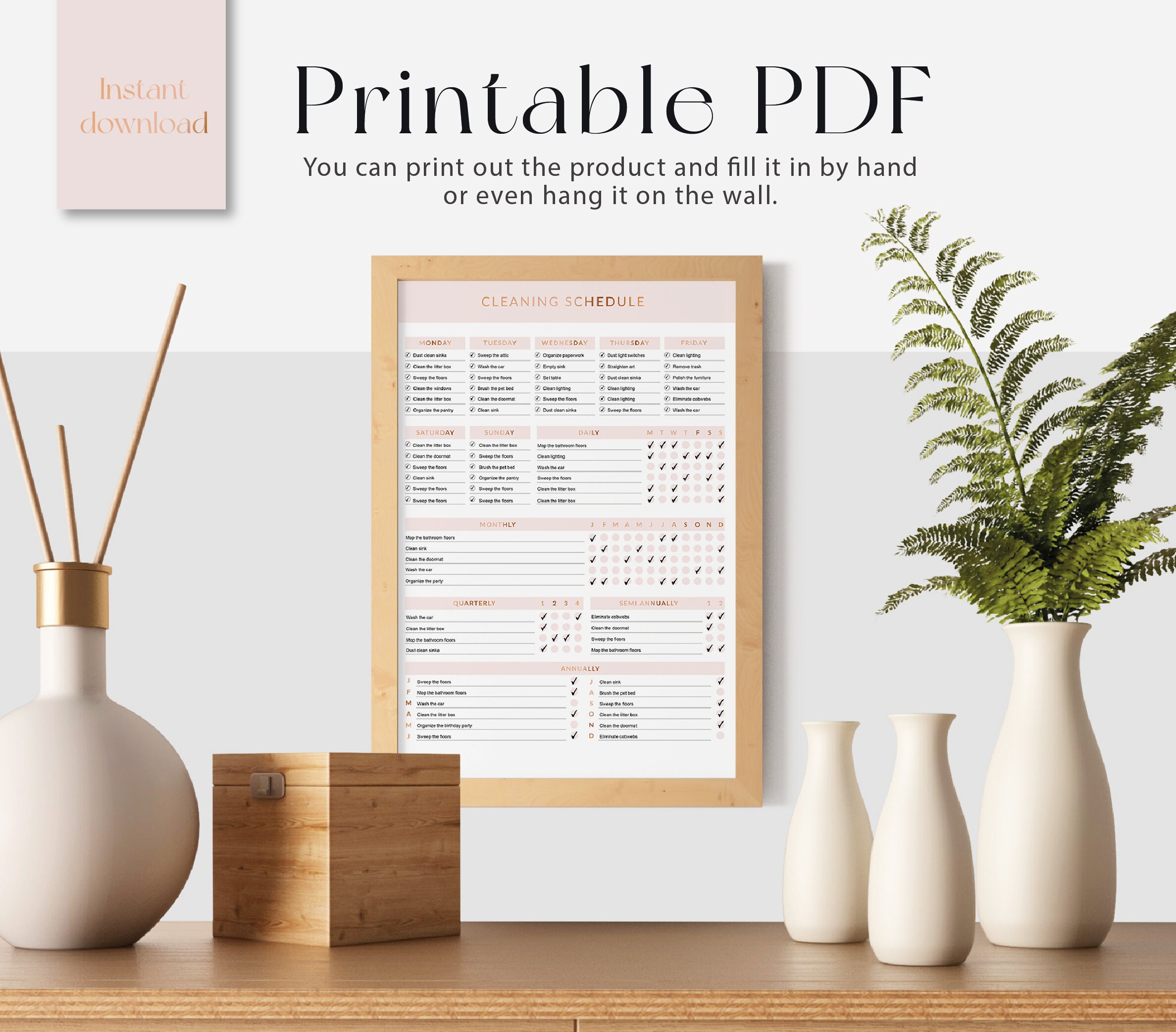 Cleaning Schedule Template, Printable Cleaning Checklist, A4 Cleaning ...