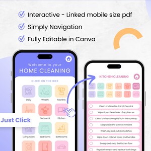 Digital Cleaning Schedule: Interactive Household Planner (canva, PDF ...