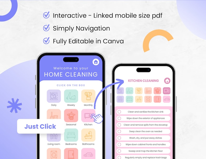 Digital Cleaning Schedule: Interactive Household Planner (canva, PDF ...
