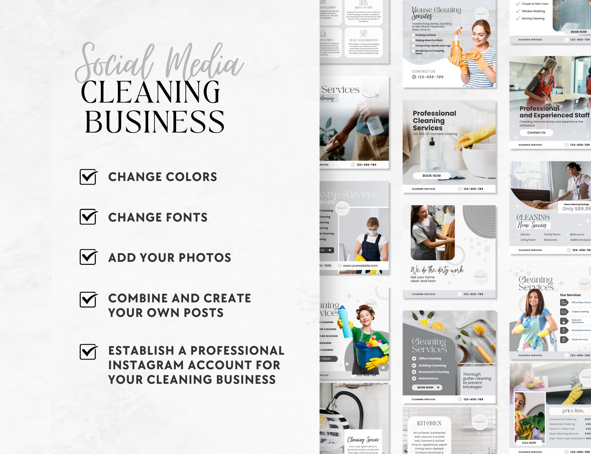 Cleaning Business Instagram Templates | 150 Cleaning Service Instagram ...