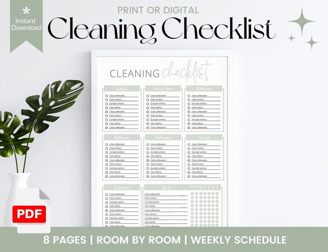 Editable Cleaning Schedule | Rooom by Room Cleaning Checklist | Print ...