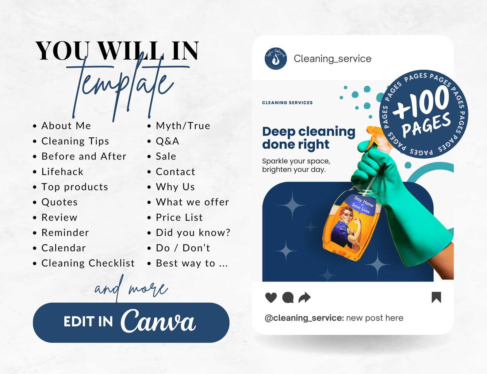 Cleaning Business Instagram Templates: Social Media Posts (canva ...