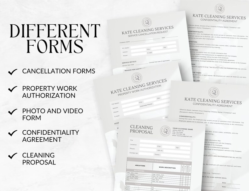 Cleaning Business Forms Bundle: Editable Templates (canva) - Etsy