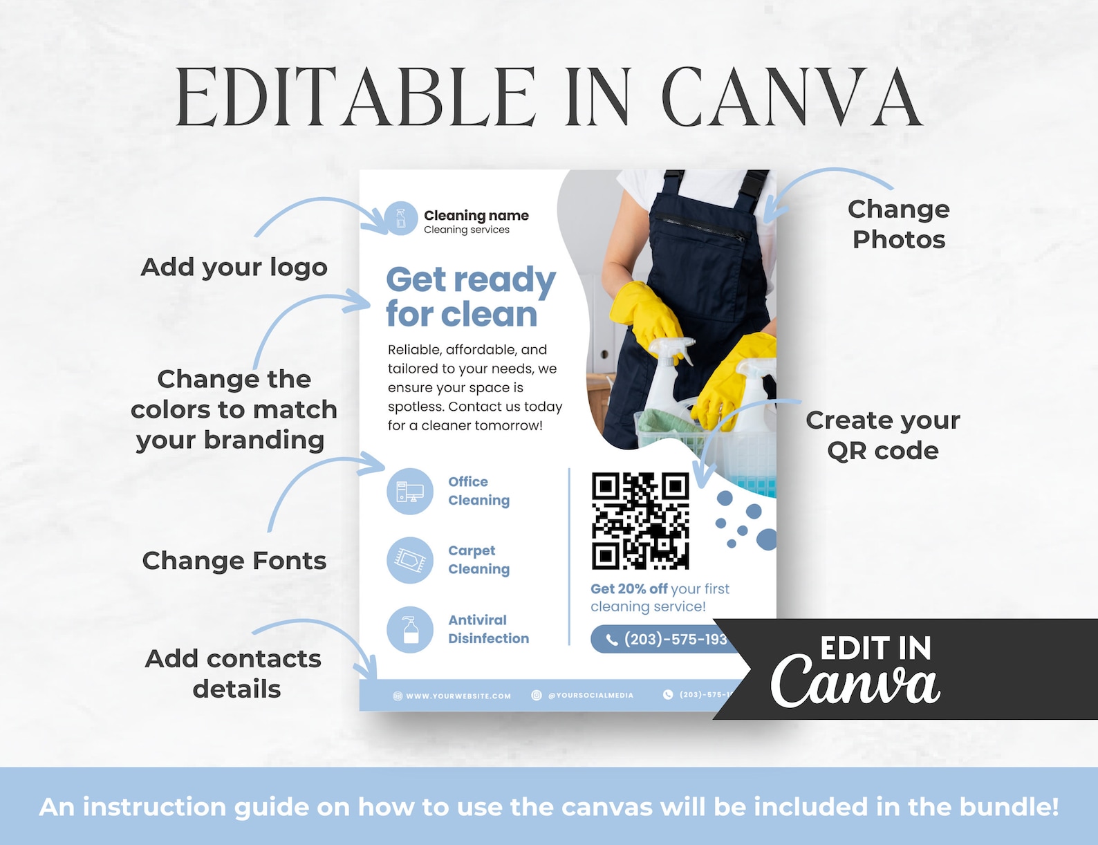 Cleaning Business Flyer Bundle: Editable Canva Templates (A4 & US ...