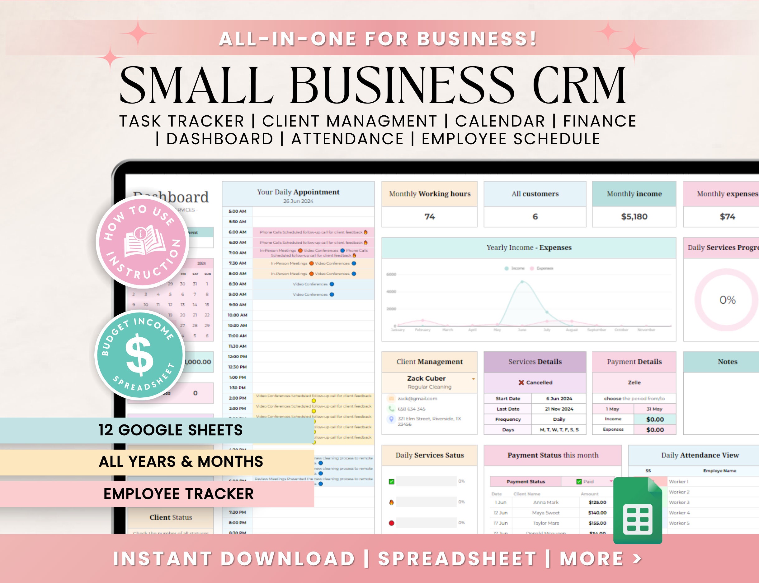 Small Business Tracker Bundle, Client Tracker, Budget Tracker, Task ...