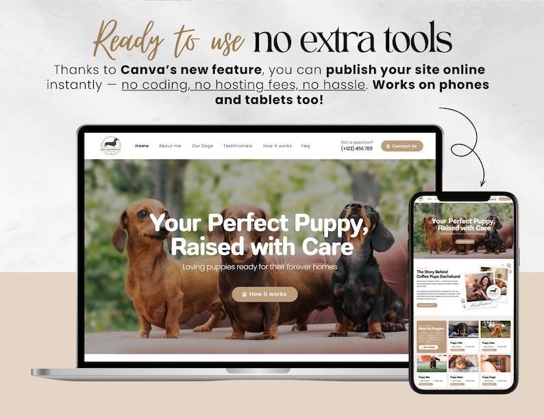 Dog Breeder Website Template: Puppy Adoption Canva Site (11 Pages) - Etsy