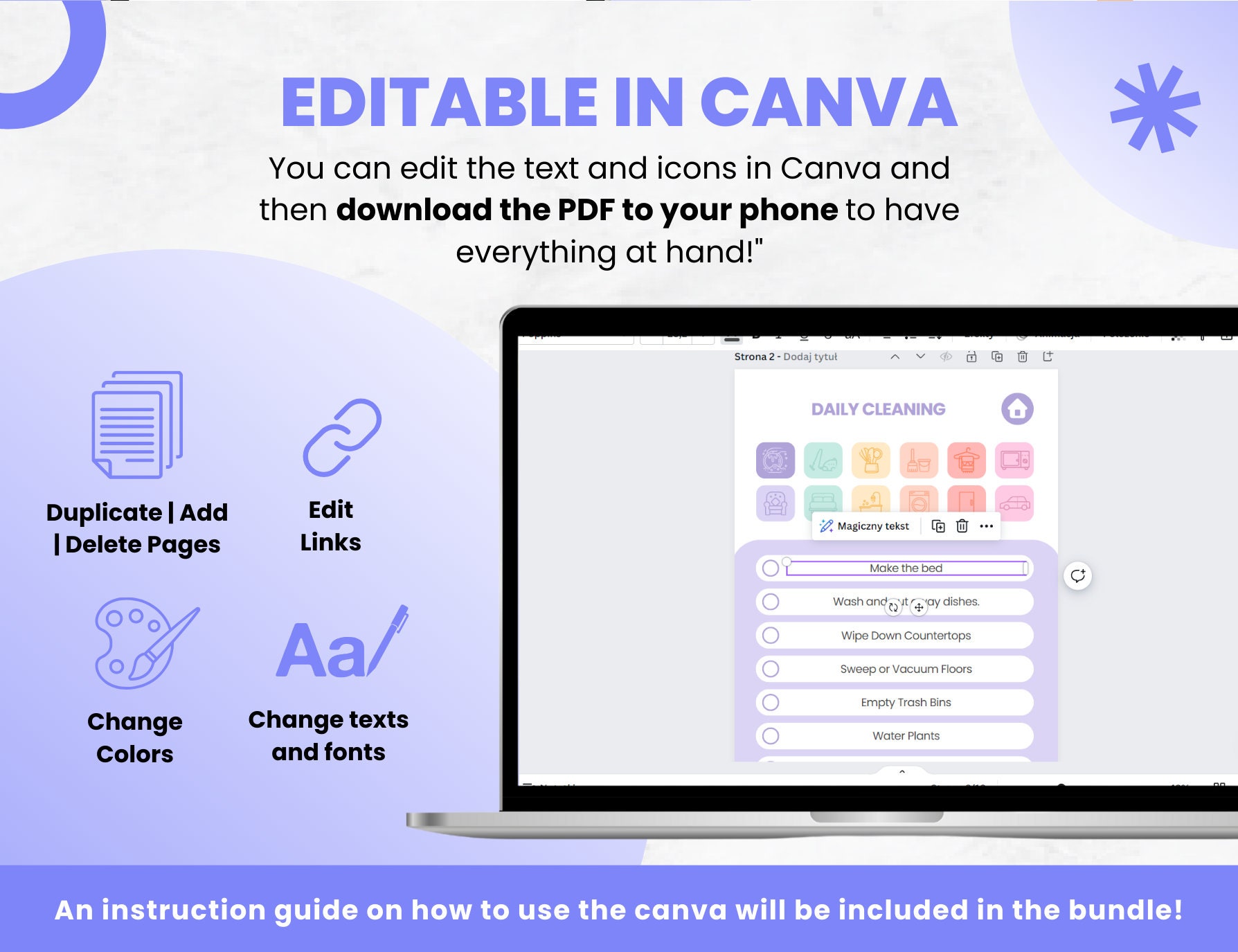 Digital Cleaning Schedule, Interactive Cleaning Checklist, Household Planner, Weekly, Monthly ...
