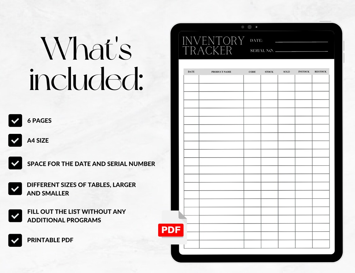 Inventory Tracker, A4 Inventory Log Printable, Daily Sales Log Editable ...