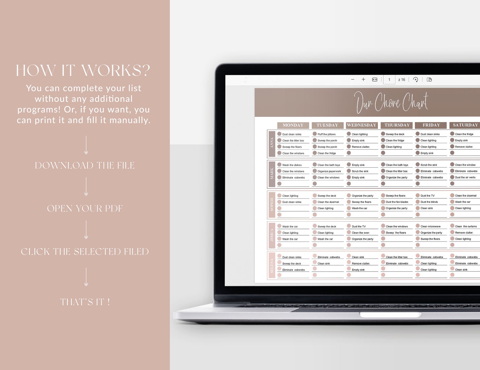 Responsibility Chore Chart for Kids and Adults: Organize Your Life With ...