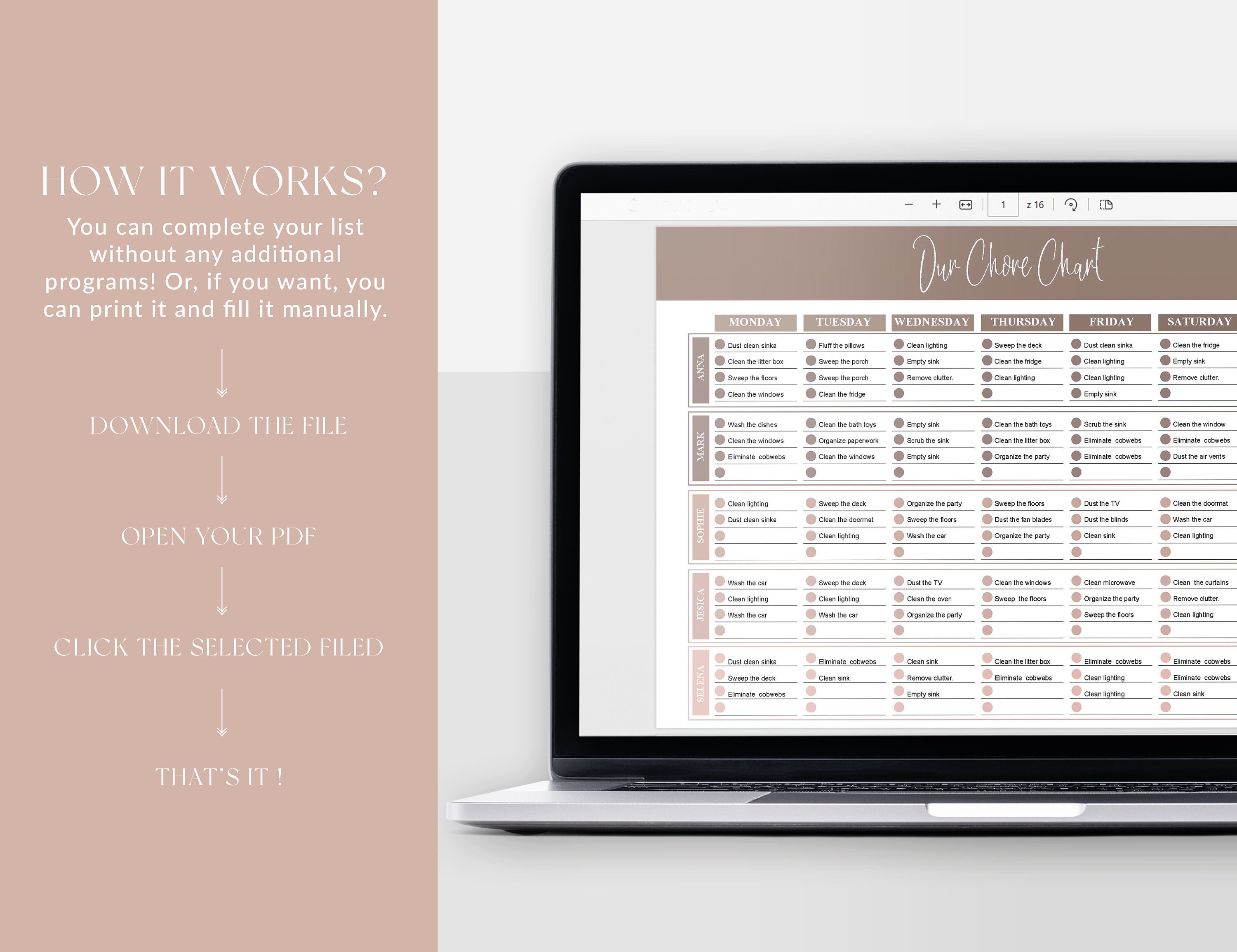 Responsibility Chore Chart for Kids and Adults: Organize Your Life With ...
