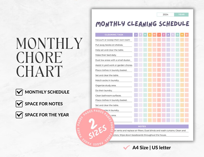 Printable Family Chore Chart Editable Chore Chart for Kids Weekly Chore ...