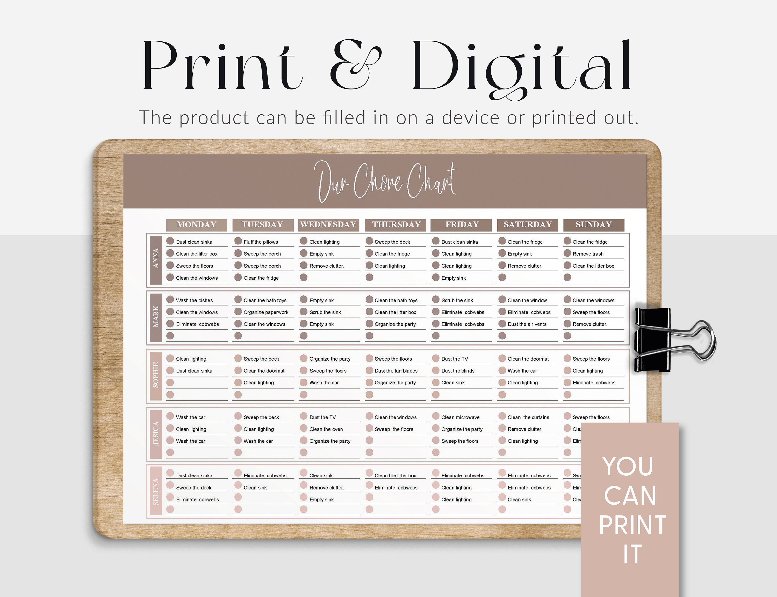 Responsibility Chore Chart for Kids and Adults: Organize Your Life With ...