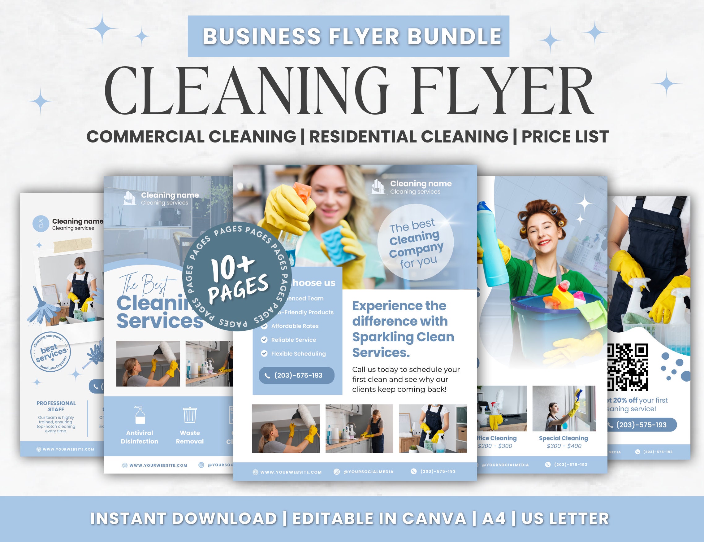 Cleaning Business Flyer Bundle Printable Cleaning Services House ...