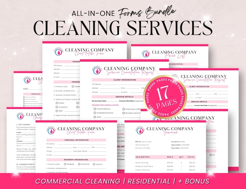 Cleaning Business Forms Bundle: Editable Contract, Checklist (canva ...