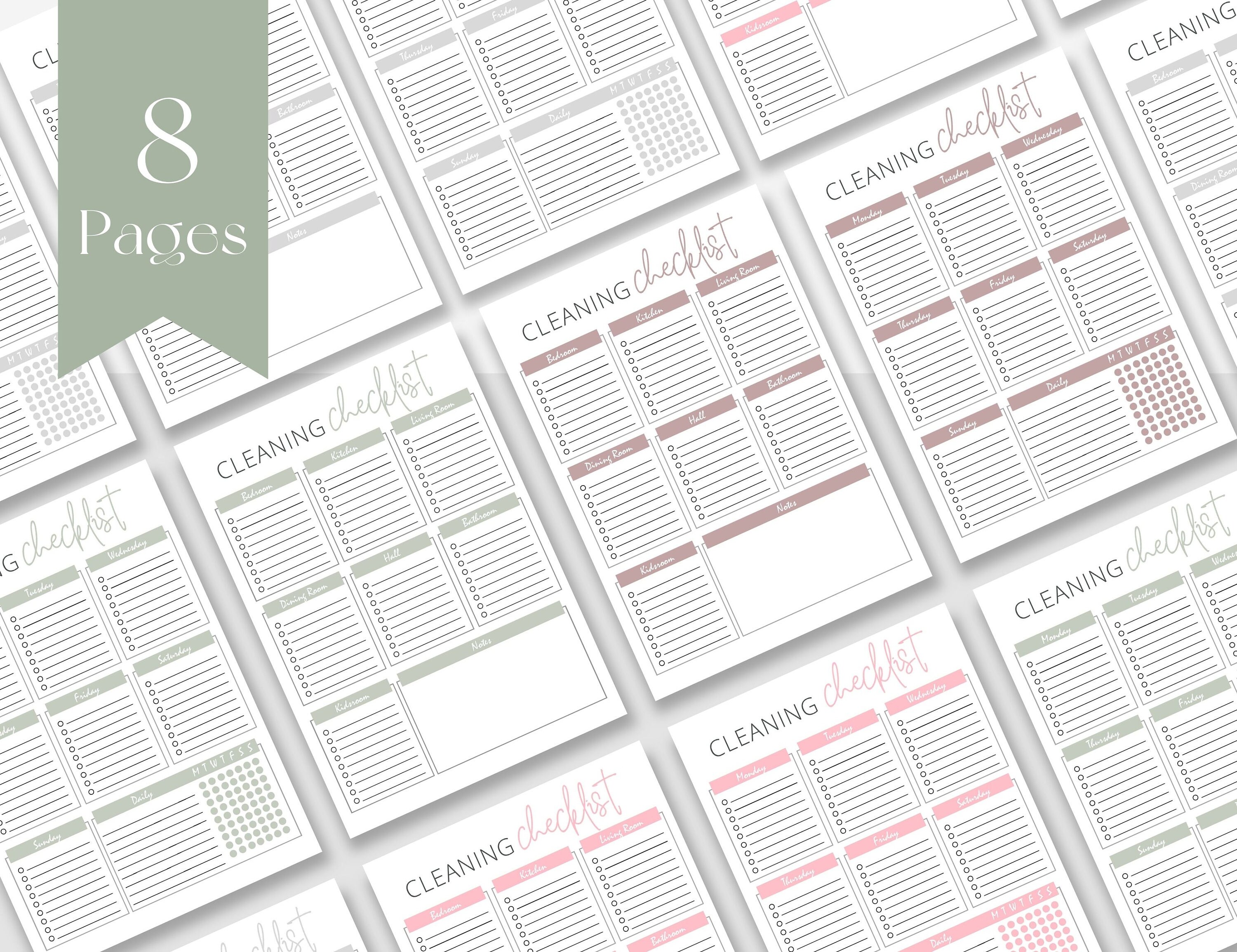 Editable Cleaning Schedule Rooom by Room Cleaning Checklist Print or ...