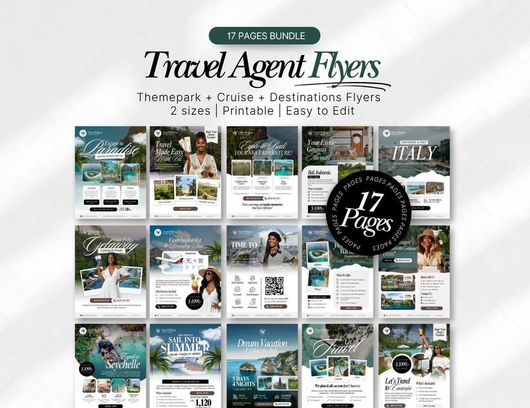 Travel Agent Flyer Bundle Template, Travel Marketing Flyers, Travel ...