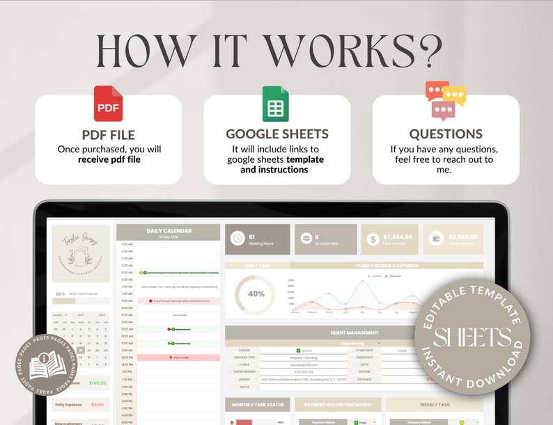 Cleaning Business CRM: Client & Task Tracker Google Sheets Template ...