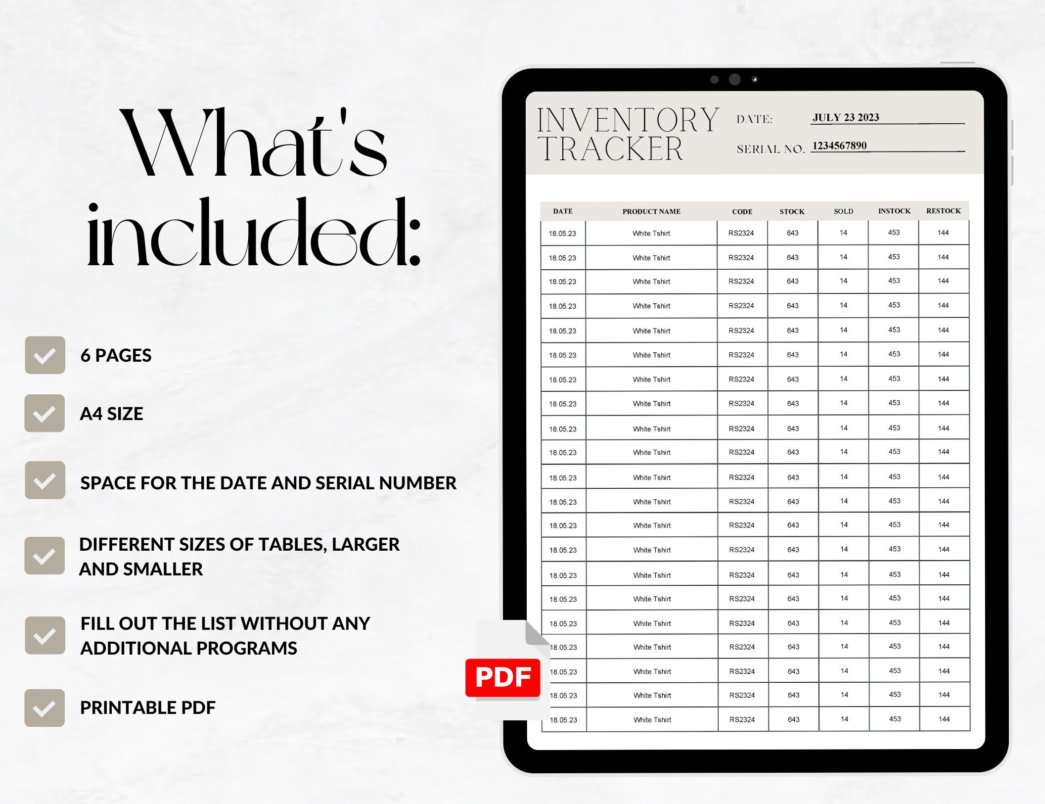 Inventory Tracker Printable Inventory Log Fillable Inventory - Etsy Australia