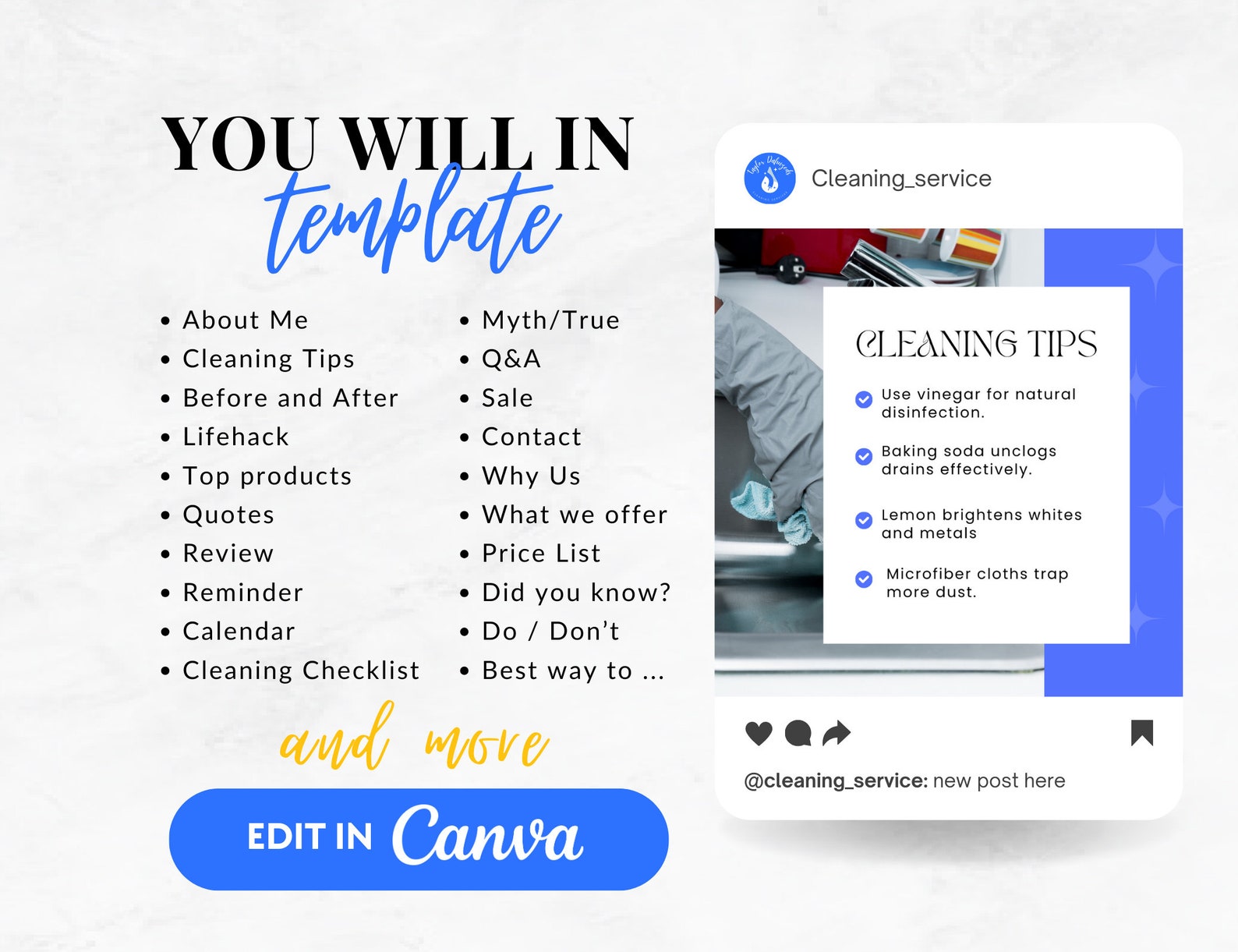 Cleaning Services Instagram Templates Cleaning Business Instagram Post ...