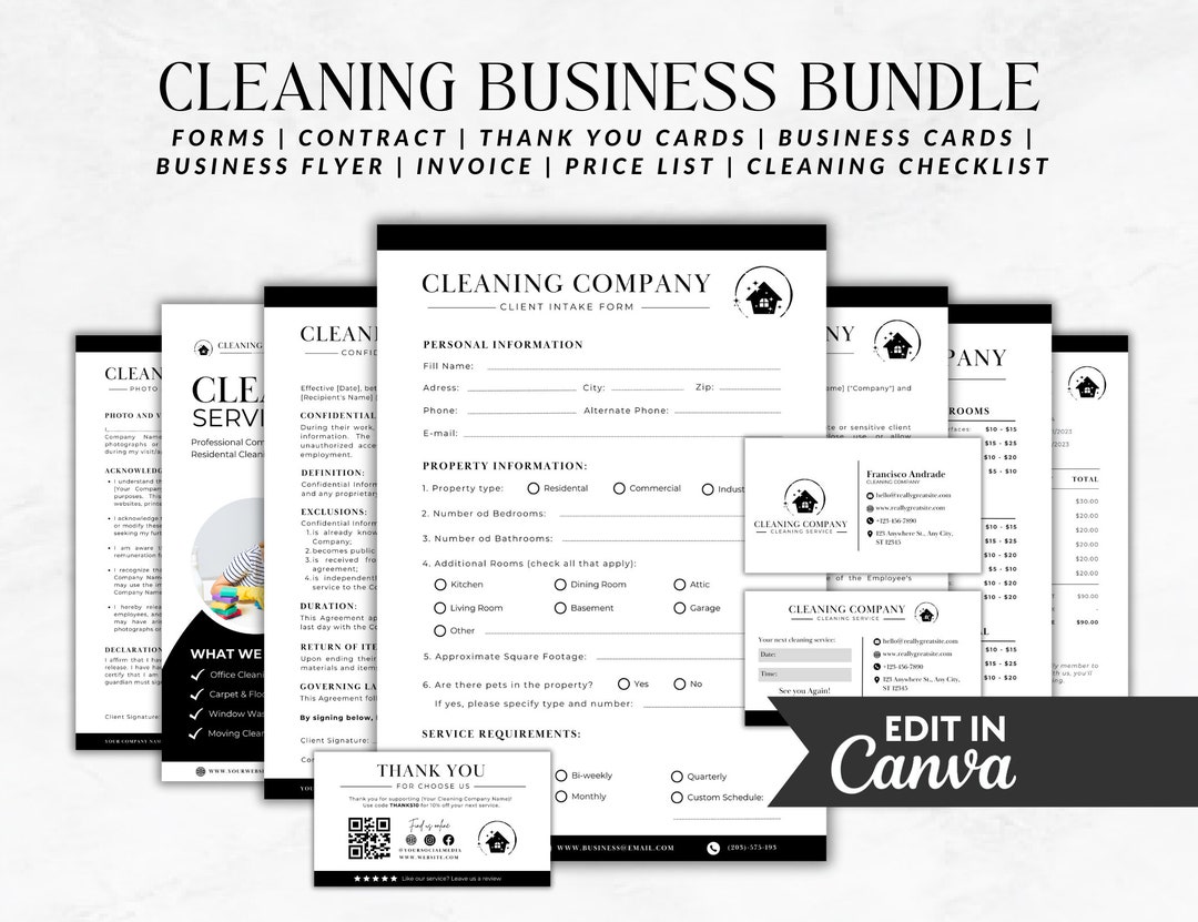 Cleaning Service Forms Bundle | Cleaning Intake Form | Cleaning Company ...