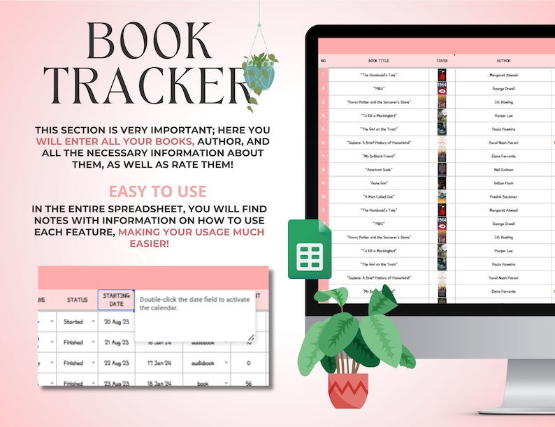 Reading Tracker, Spreadsheet Template, Book Tracker Spreadsheet ...