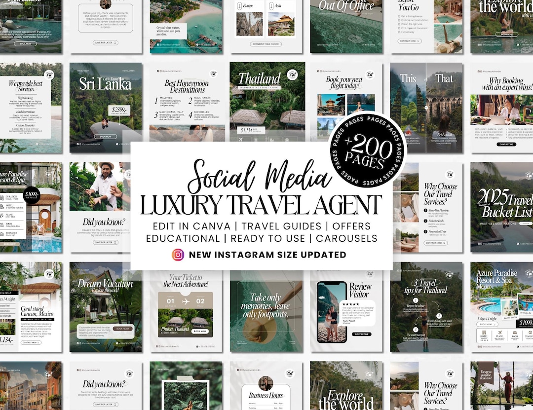Luxury Travel Agent Social Media Template, Travel Agent Social Media ...