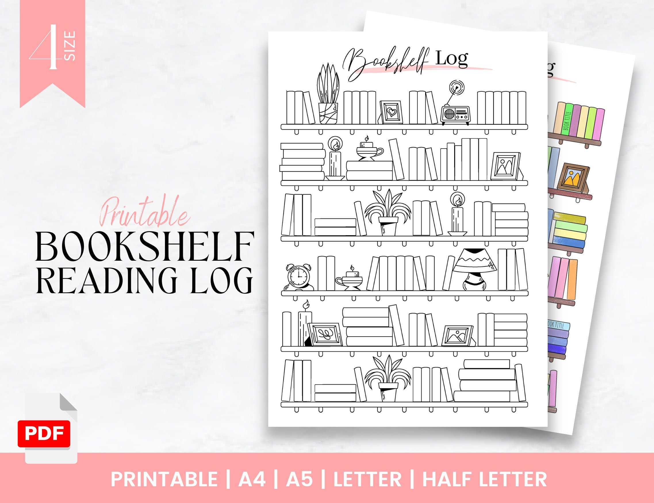 Book Tracker Printable Summer Reading Log Bookshelf Reading - Etsy