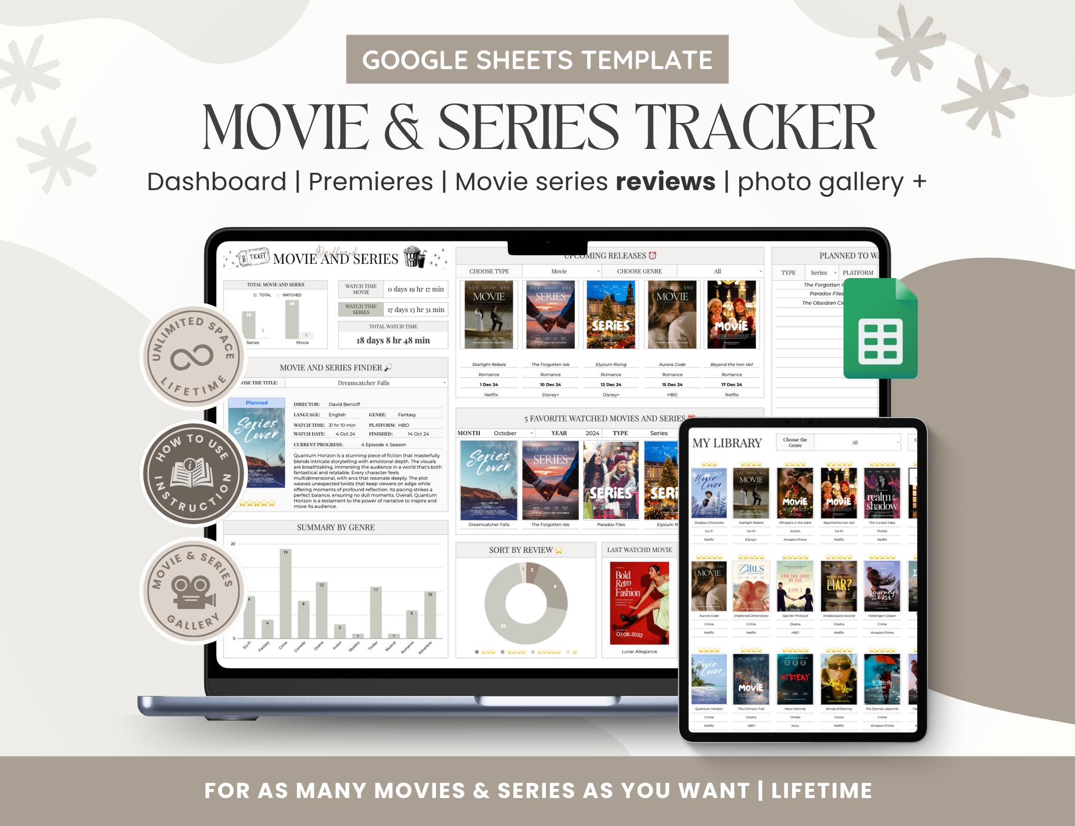Movie & Series Tracker: Google Sheets Template (digital Download) - Etsy