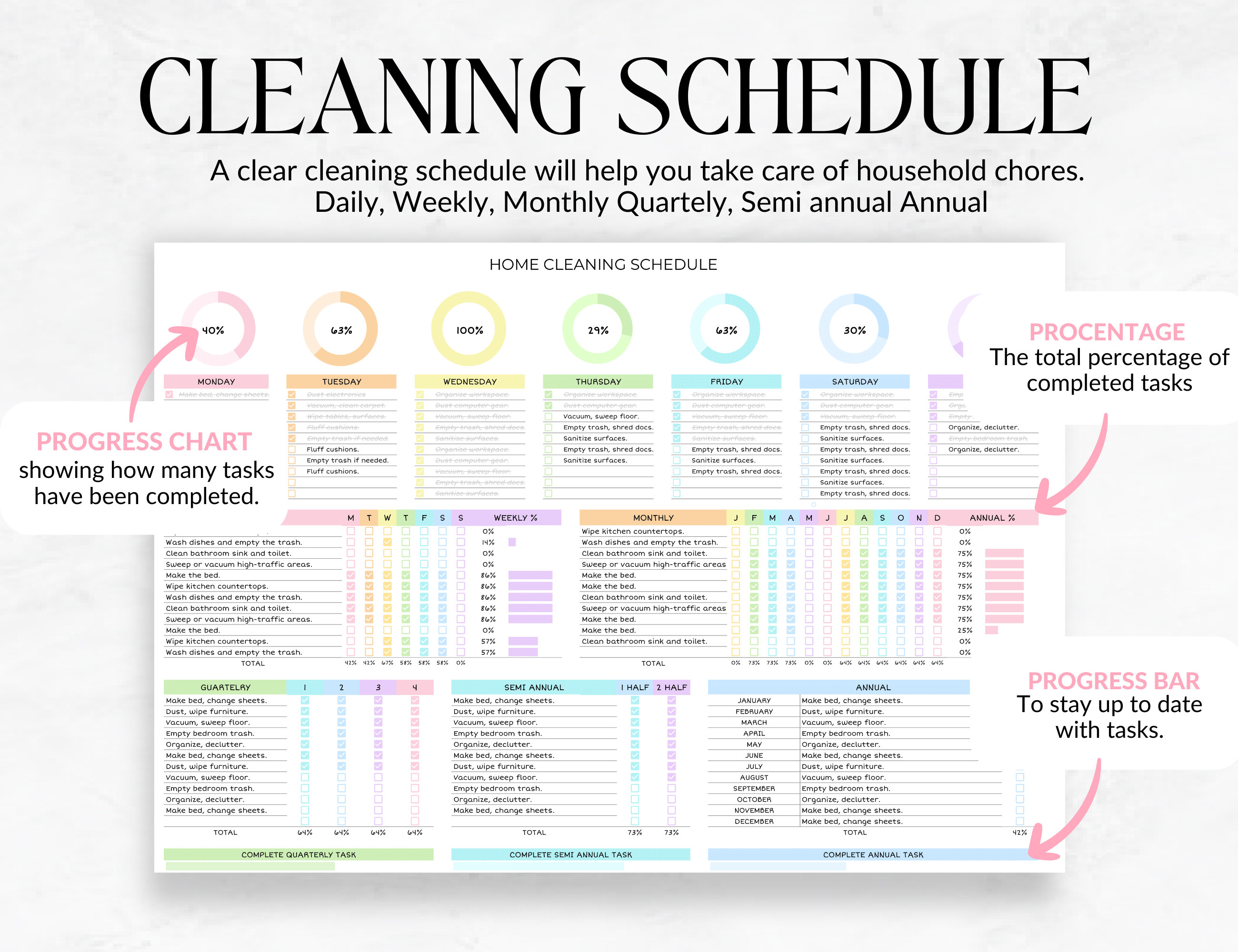 ADHD Cleaning Schedule Bundle, Editable ADHD Cleaning Planner, Kids ...