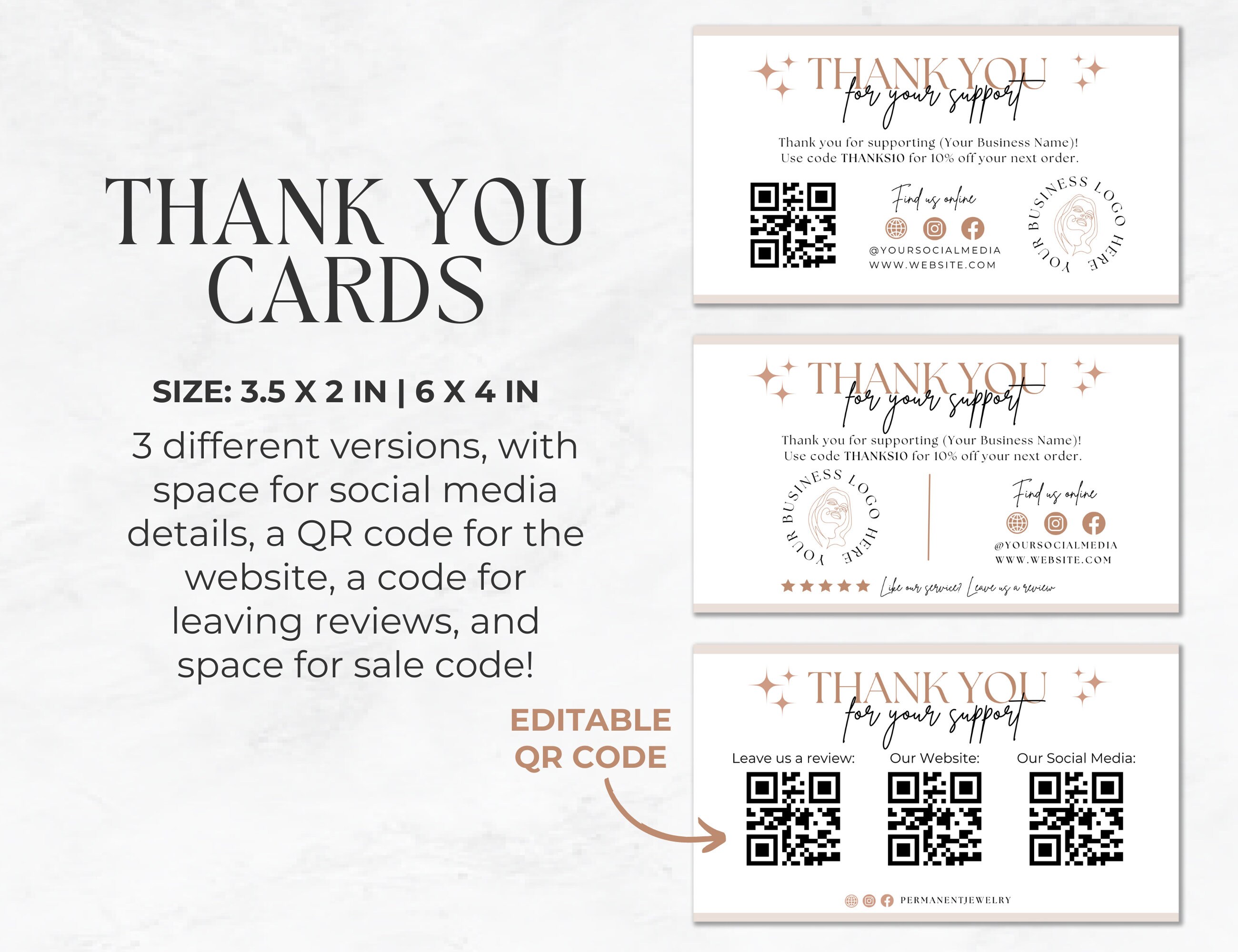 Permanent Jewelry Business Card Templates: Canva Editable (digital ...