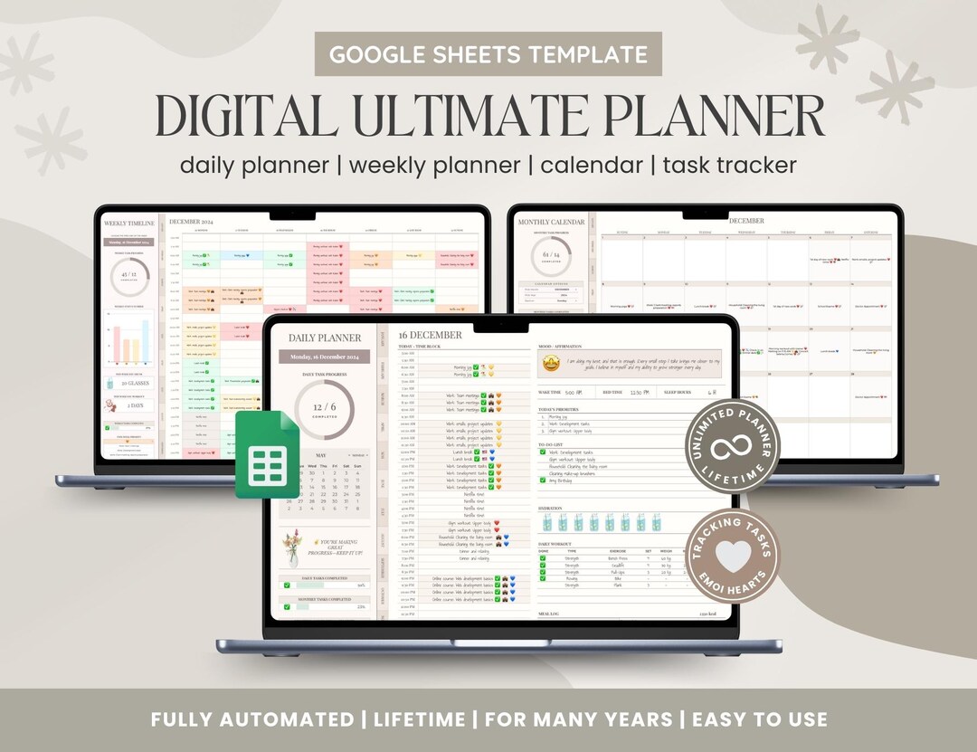 2025-2026 Digital Planner: Google Sheets Weekly Task Tracker - Etsy