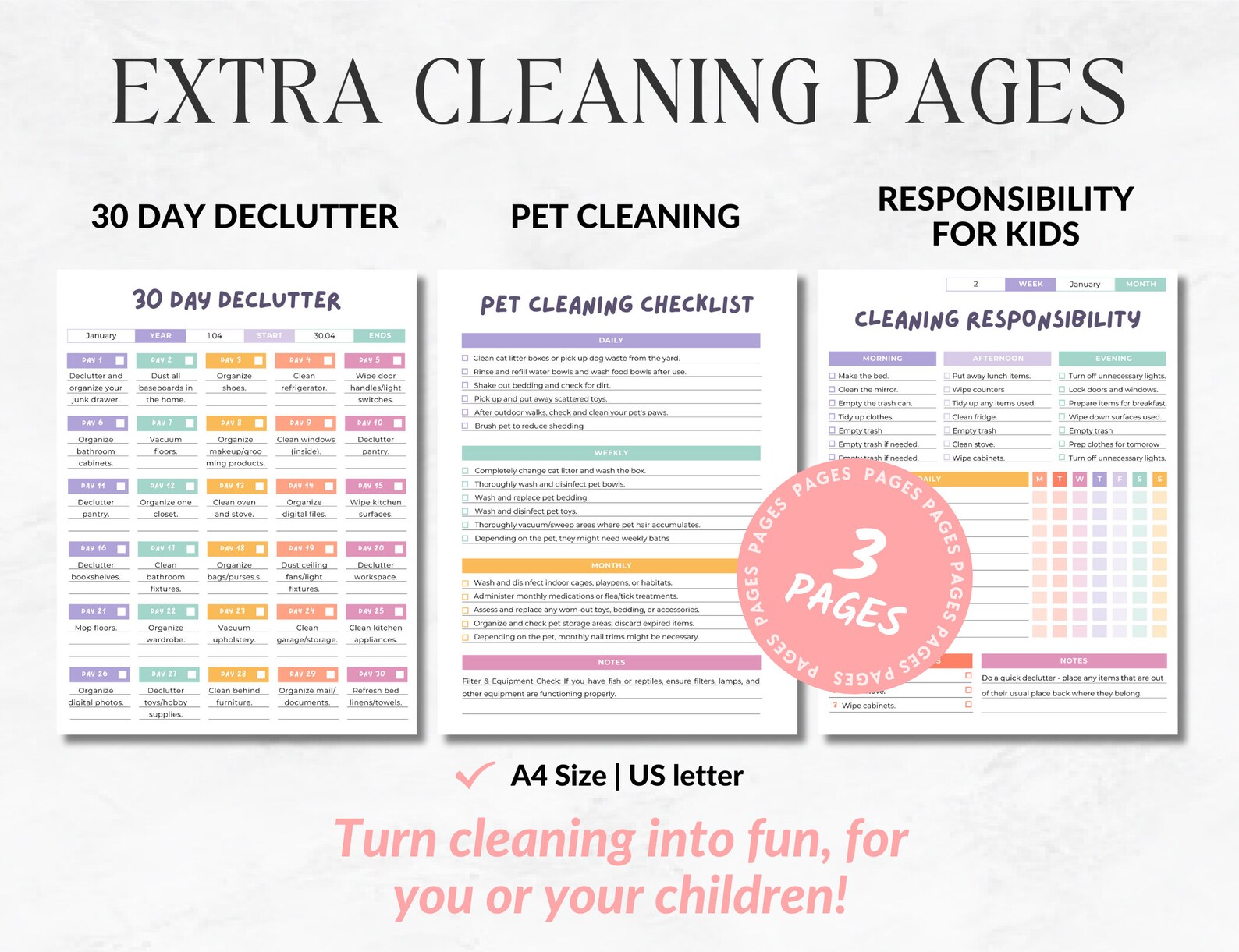 Cleaning Checklist Bundle Weekly Cleaning Printable Monthly Cleaning ...