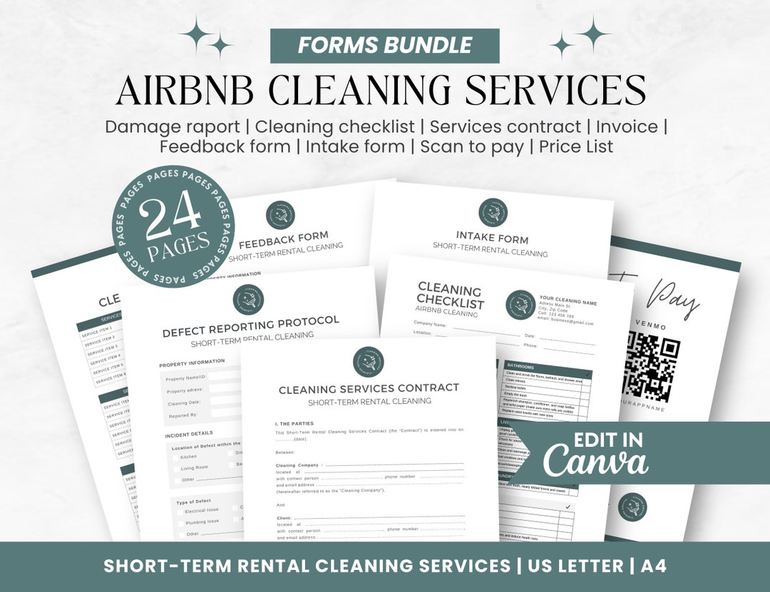 Airbnb Cleaning Business Forms Bundle: Checklist, Contract, Price List ...