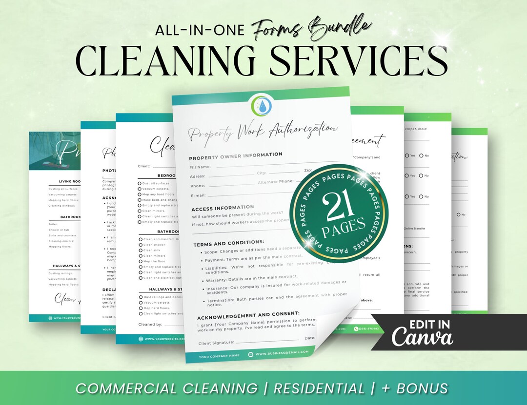 Cleaning Services Forms Bundle, Cleaning Business, Cleaning Service ...