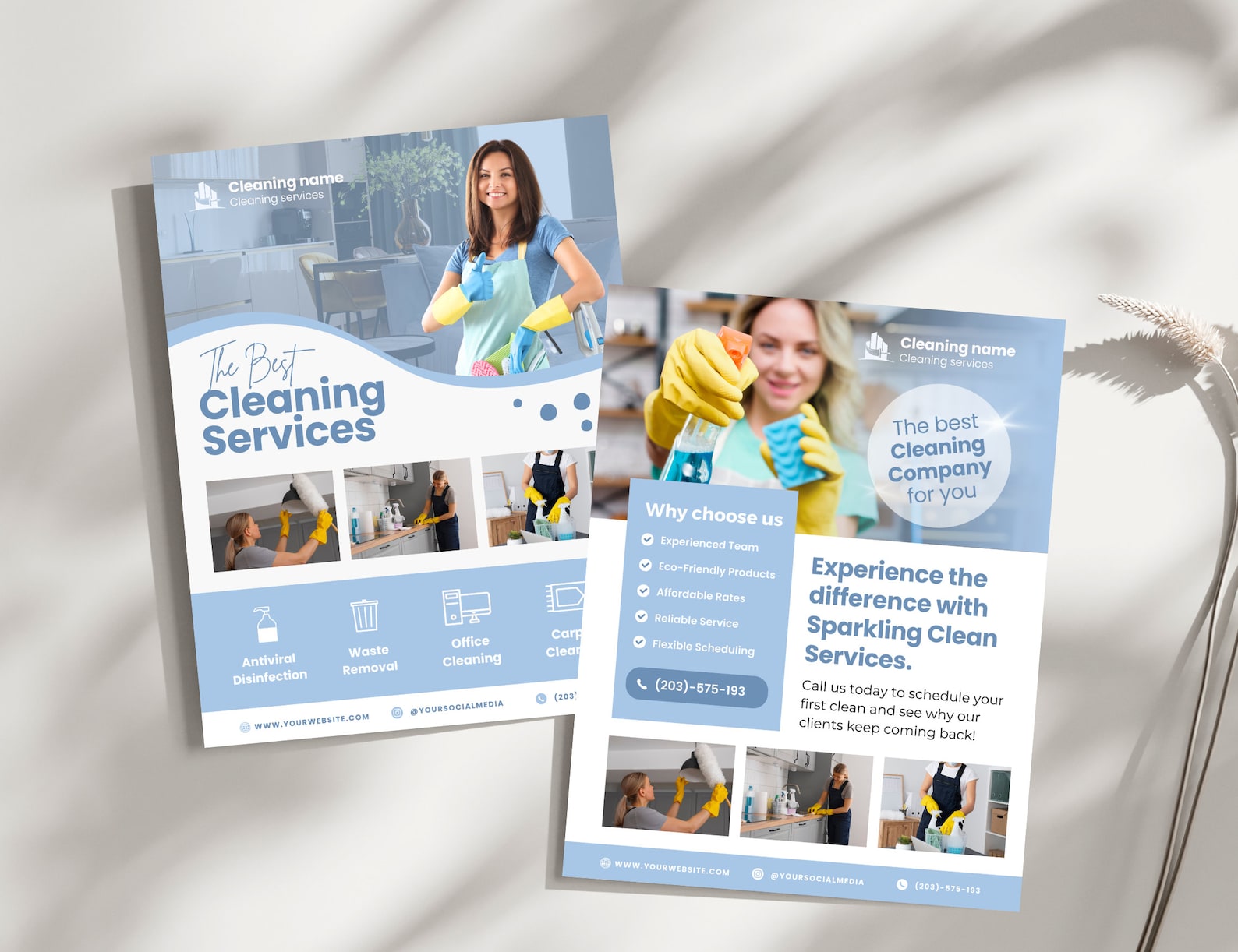 Cleaning Business Flyer Bundle: Editable Canva Templates (A4 & US ...