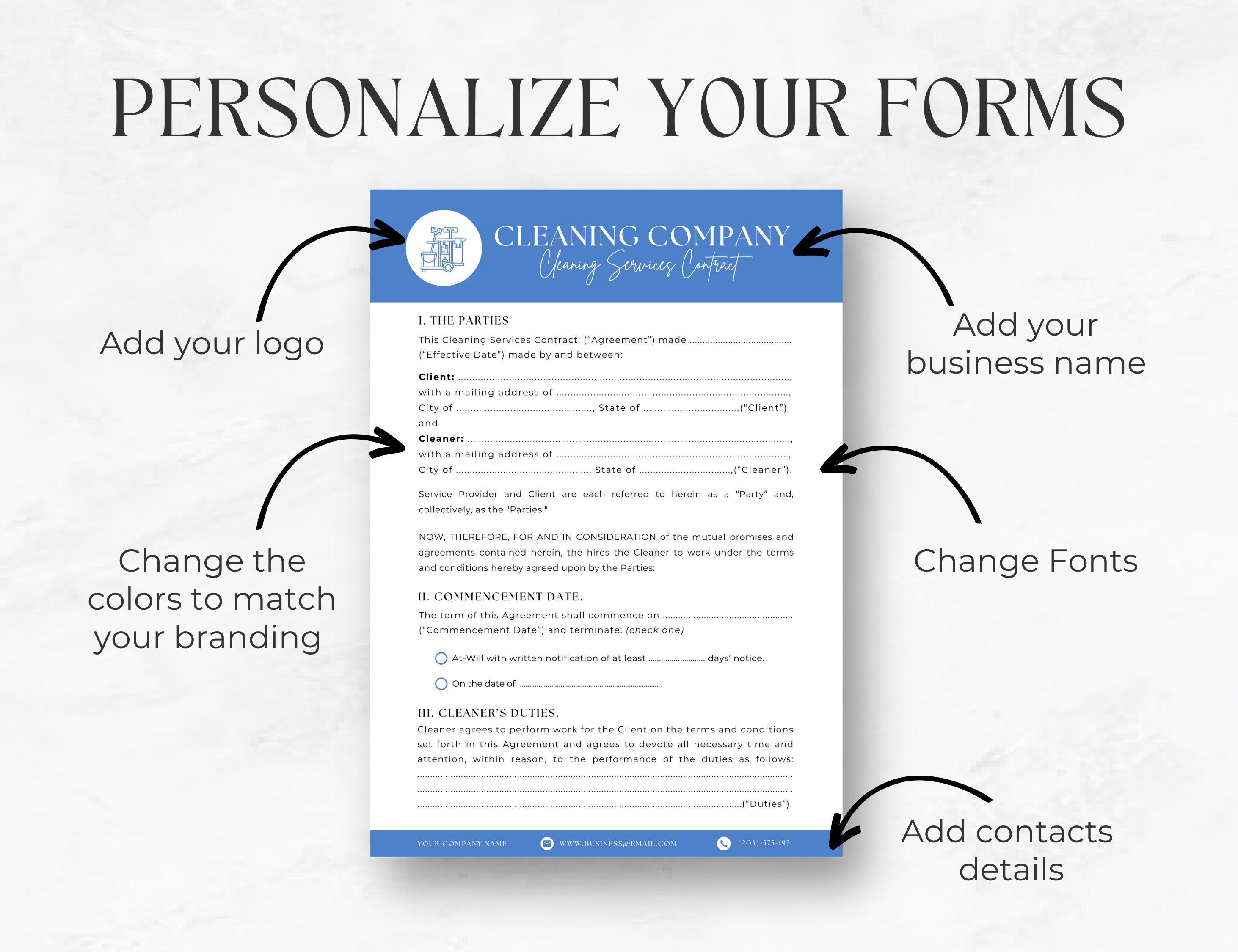 Cleaning Service Forms Bundle Cleaning Intake Form Cleaning Company ...